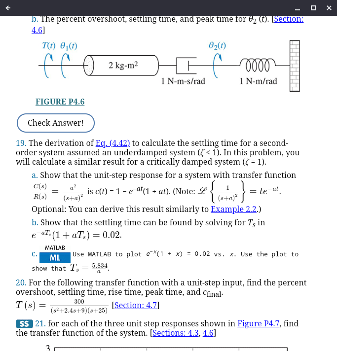 Solved о х - b. The percent overshoot, settling time, and | Chegg.com