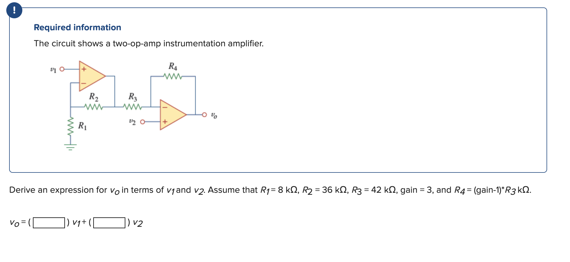 Solved Required information The circuit shows a two-op-amp | Chegg.com