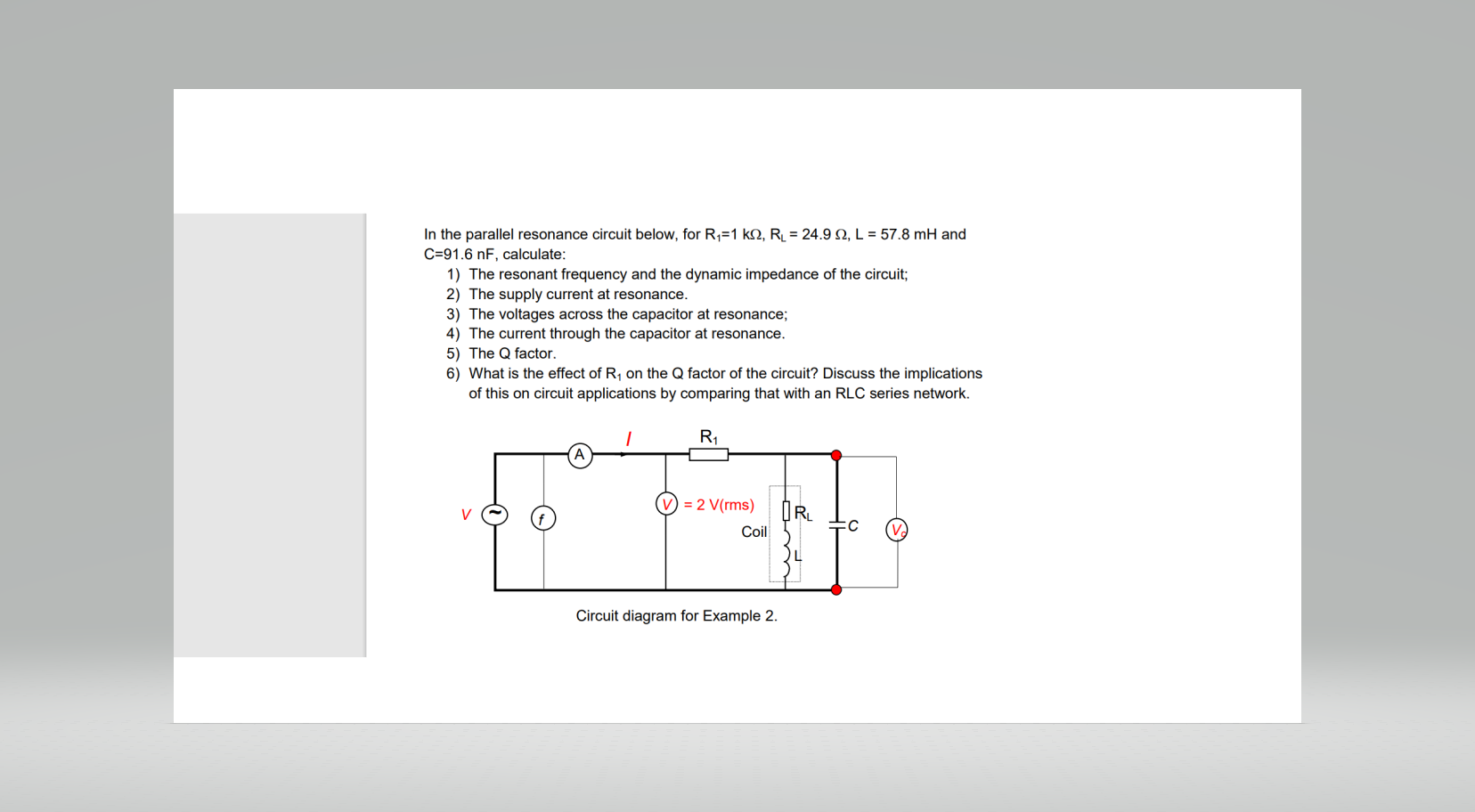Solved In the parallel resonance circuit below, for | Chegg.com