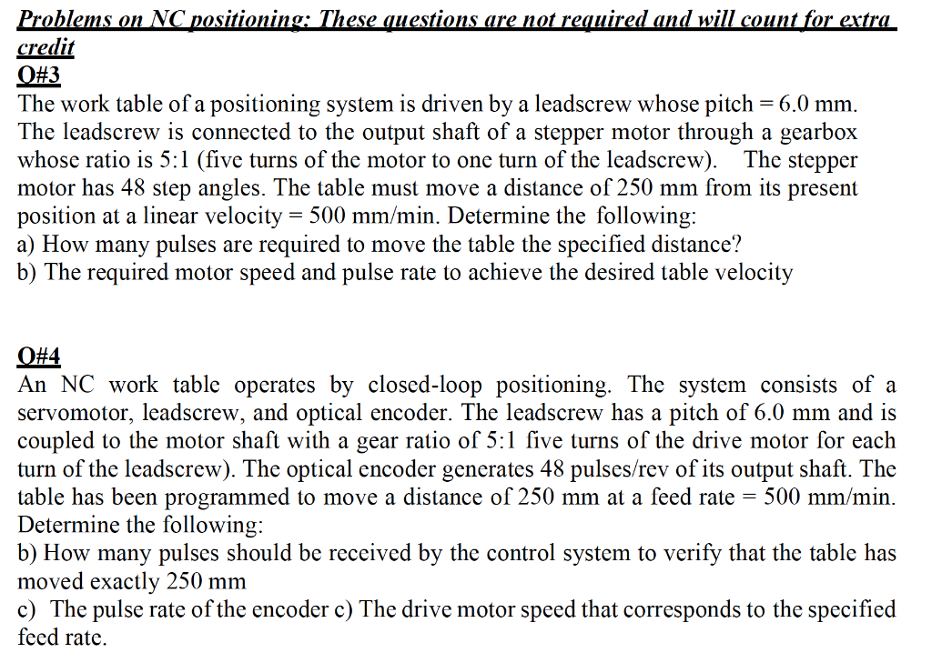 Solved Problems on NC positioning: These questions are not | Chegg.com