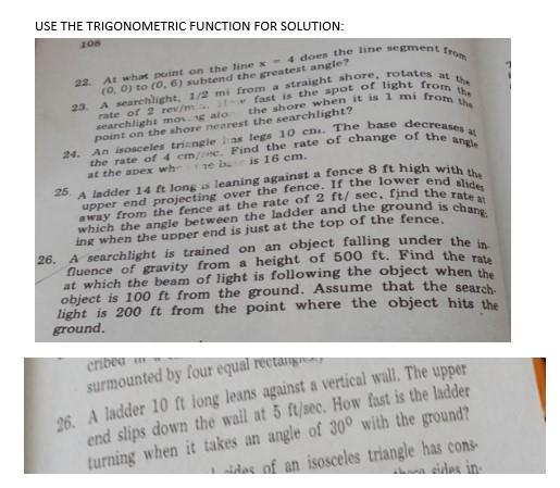 USE THE TRIGONOMETRIC FUNCTION FOR SOLUTION: 29. At | Chegg.com