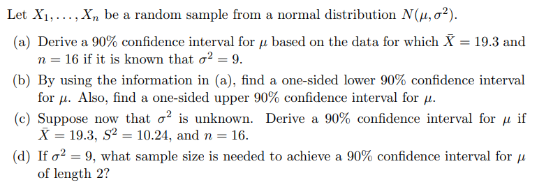 Solved Let X1,…,Xn be a random sample from a normal | Chegg.com