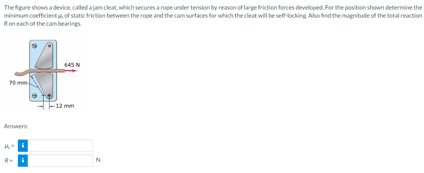 Solved The figure shows a device, called a jam cleat, which | Chegg.com