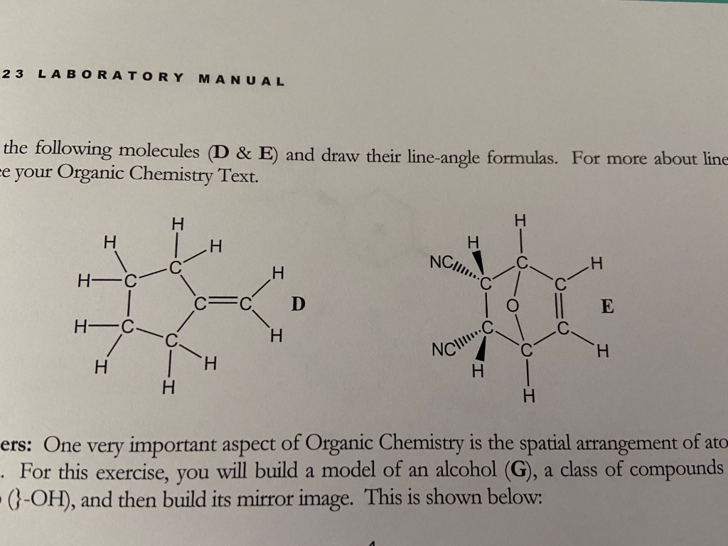 Solved 23 LABORATORY MANUAL the following molecules (D & E) | Chegg.com