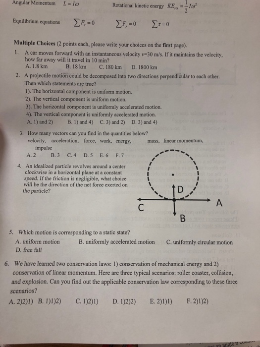 Solved Angular Momentum L- 1 Rotational kinetic energy KE lo | Chegg.com