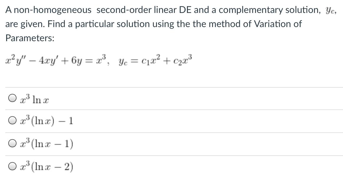 Solved A non-homogeneous second-order linear DE and a | Chegg.com