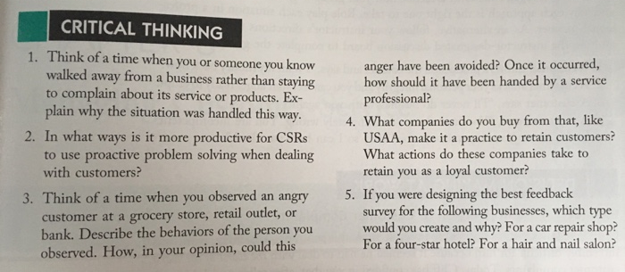 Solved CRITICAL THINKING Think of a time when you or someone | Chegg.com