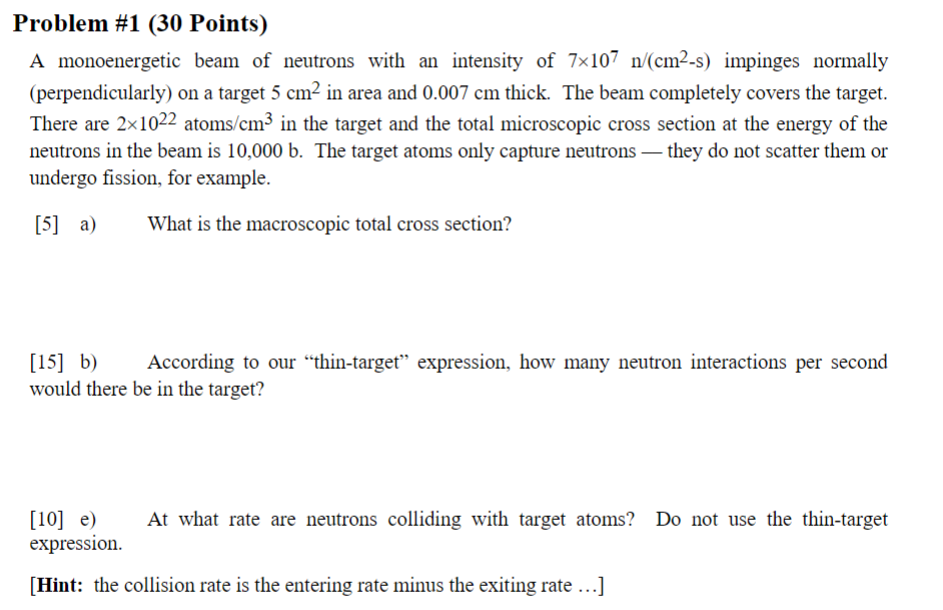 Solved Problem #1 (30 ﻿Points)A monoenergetic beam of | Chegg.com