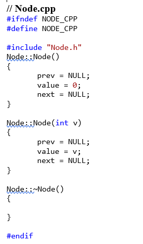 Solved Given the code of doubly linked list, // Node.h | Chegg.com