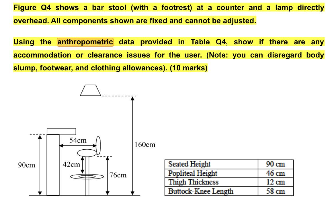 Figure Q4 shows a bar stool (with a footrest) at a | Chegg.com