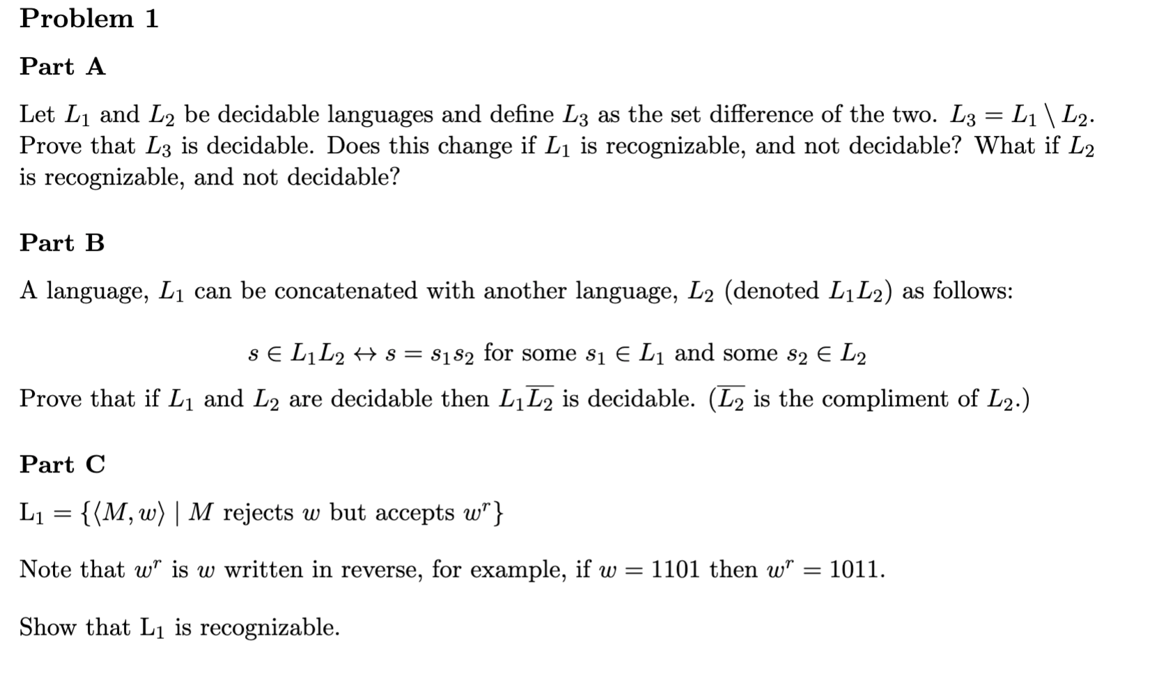Solved Let L1 and L2 be decidable languages and define L3 as | Chegg.com