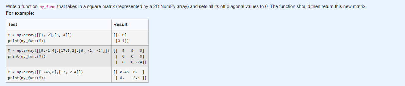 Solved Write a function my_func that takes in a square | Chegg.com