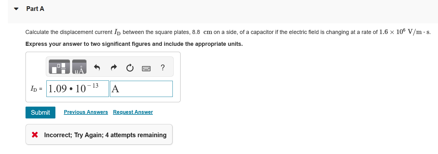 Solved Calculate the displacement current ID between the | Chegg.com