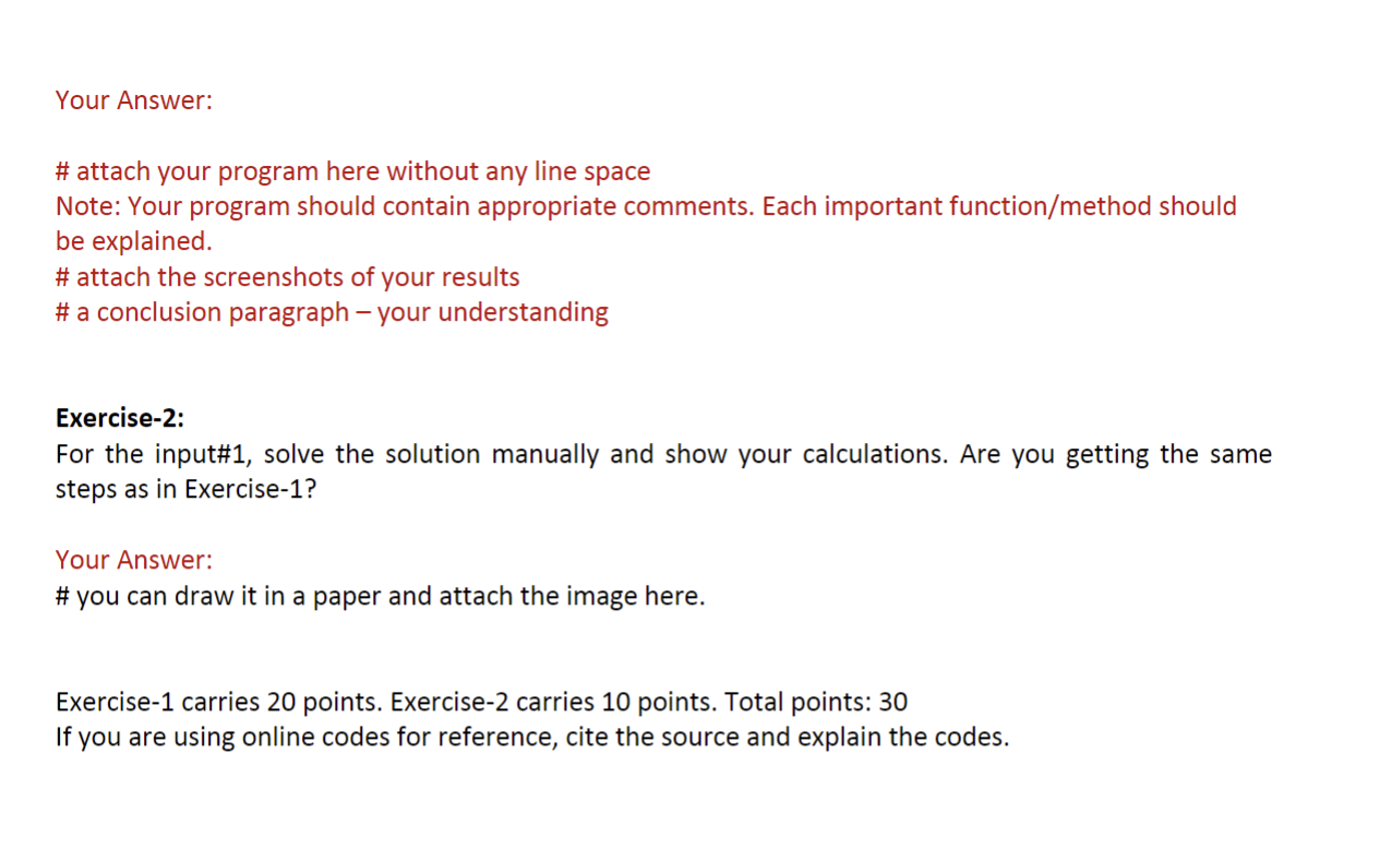 Solved Example Input \#2: Expected Output \#2: For the | Chegg.com