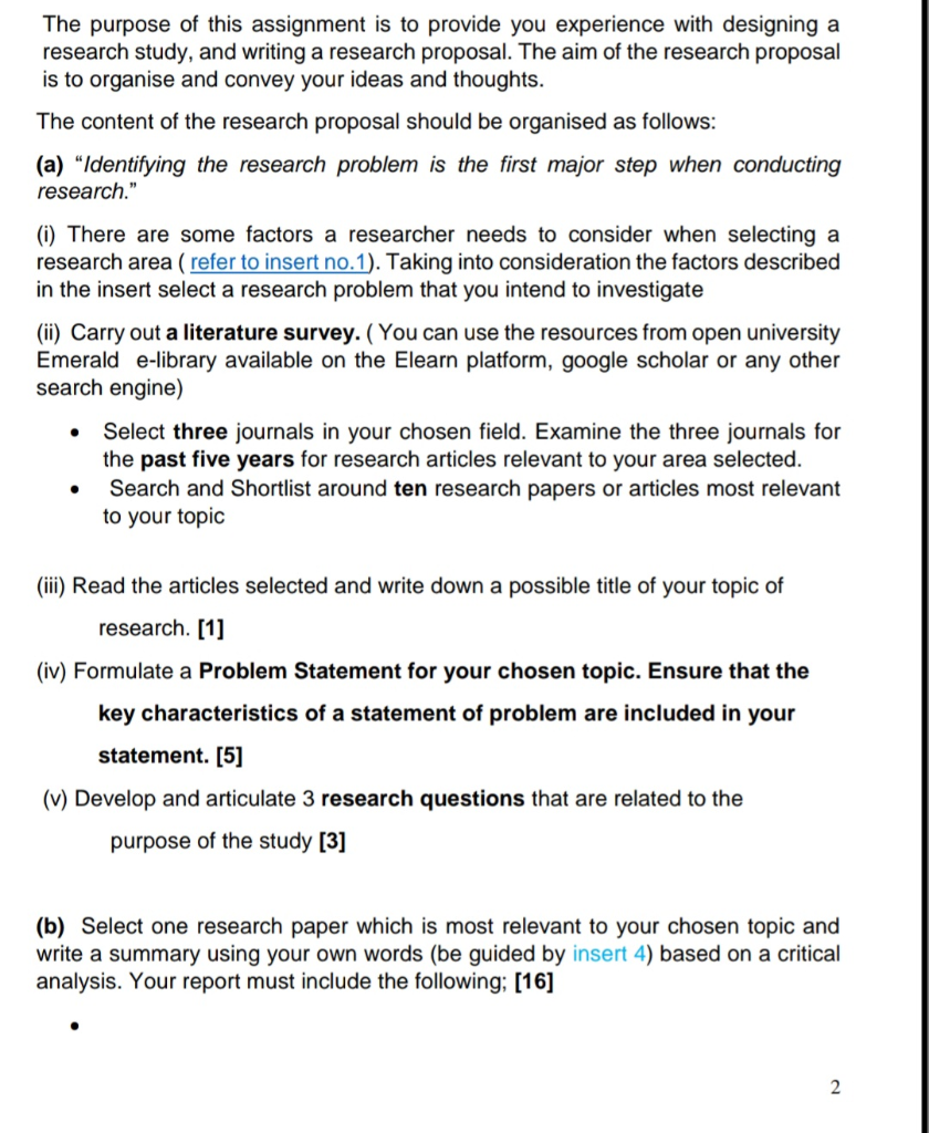 The Purpose Of This Assignment Is To Provide You Chegg