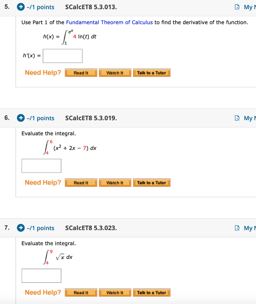 Solved 5. + -/1 points SCalcET8 5.3.013. MyN Use Part 1 of | Chegg.com