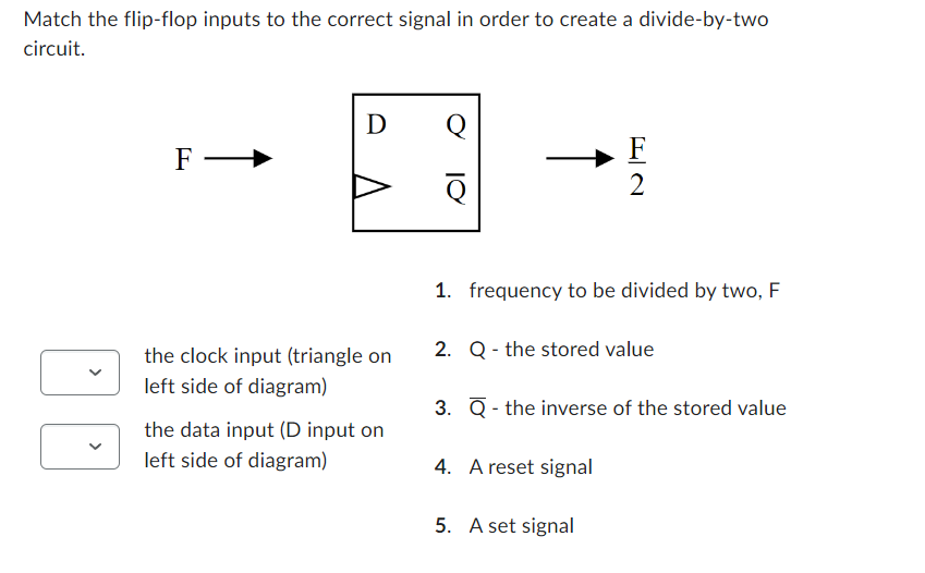 Solved Match the flip-flop inputs to the correct signal in | Chegg.com