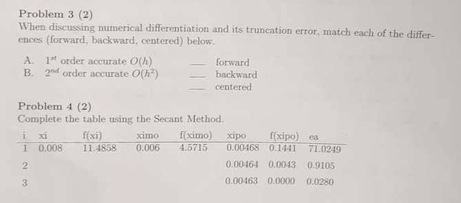 Solved Problem 3 (2) When discussing numerical | Chegg.com