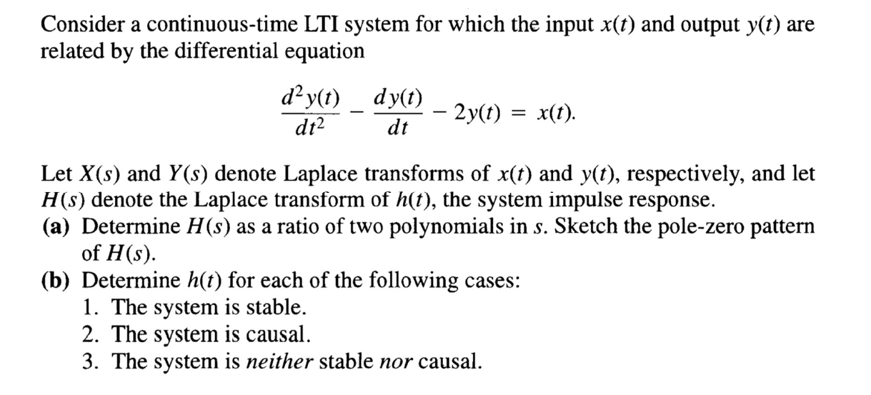 Solved Consider a continuous-time LTI system for which the | Chegg.com
