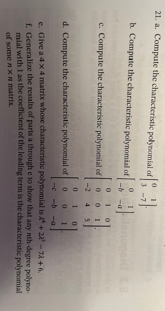 Solved a. ﻿Compute the characteristic polynomial of | Chegg.com
