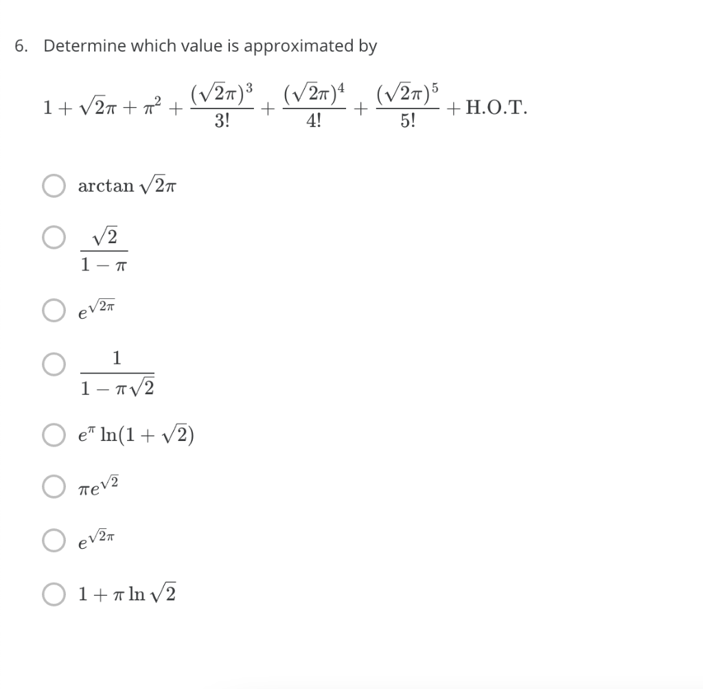 Solved 6. Determine which value is approximated by 1 + 12 + | Chegg.com