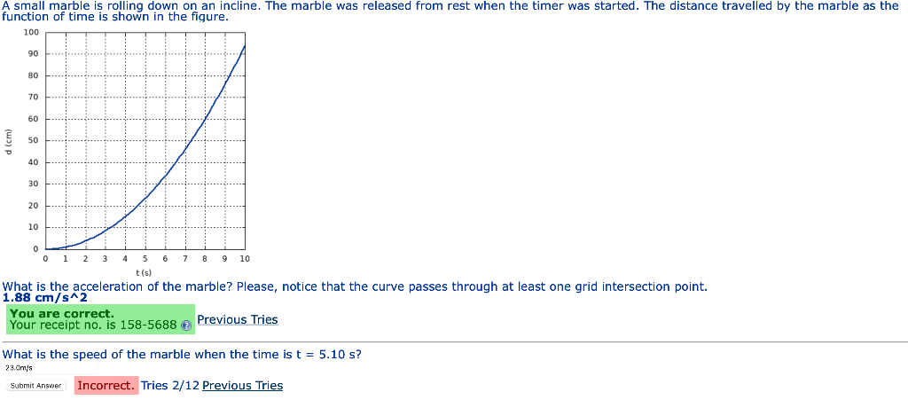 Solved A small marble is rolling down on an incline. The | Chegg.com