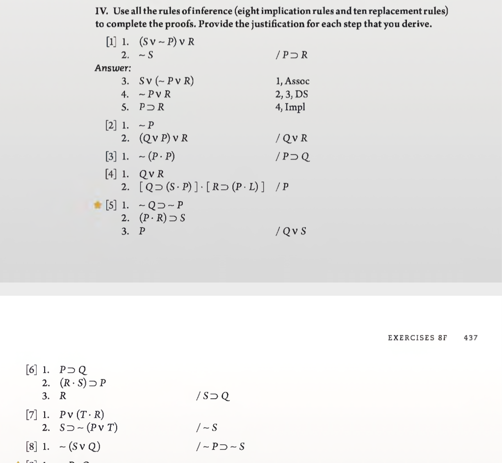 Solved IV. Use all the rules ofinference (eight implication | Chegg.com