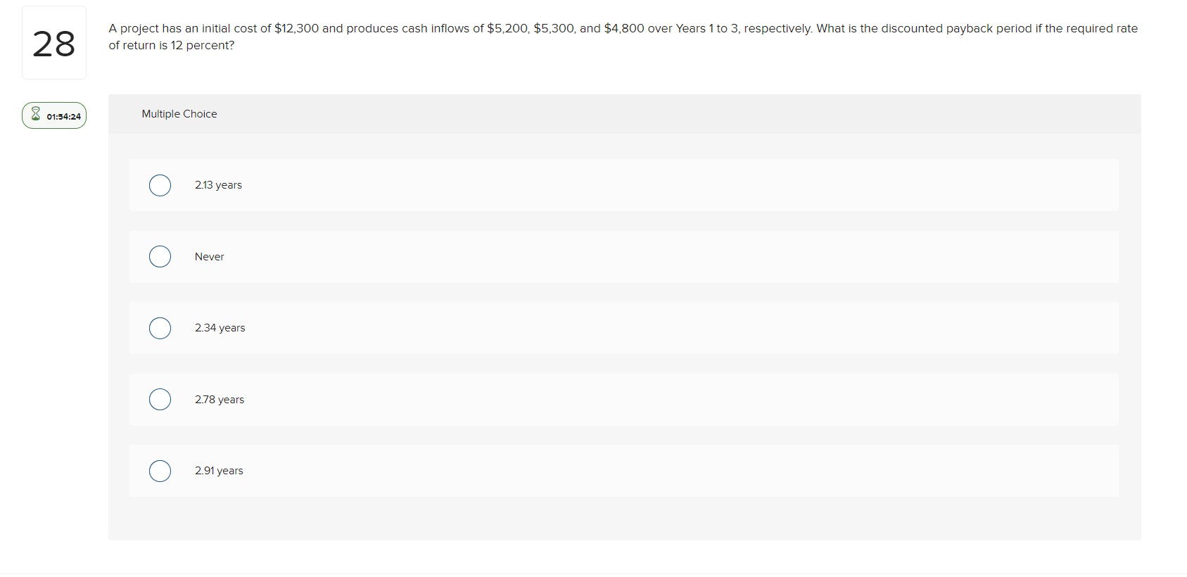 Solved A project has an initial cost of $12,300 and produces | Chegg.com
