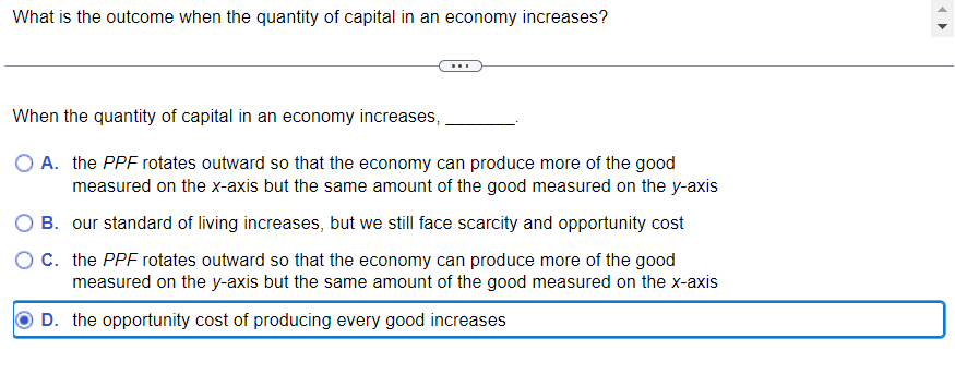 Solved What is the outcome when the quantity of capital in | Chegg.com