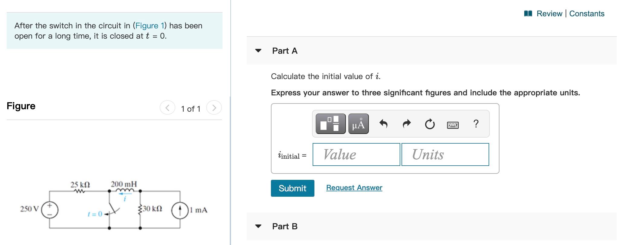 Solved Review Constants After the switch in the circuit in | Chegg.com