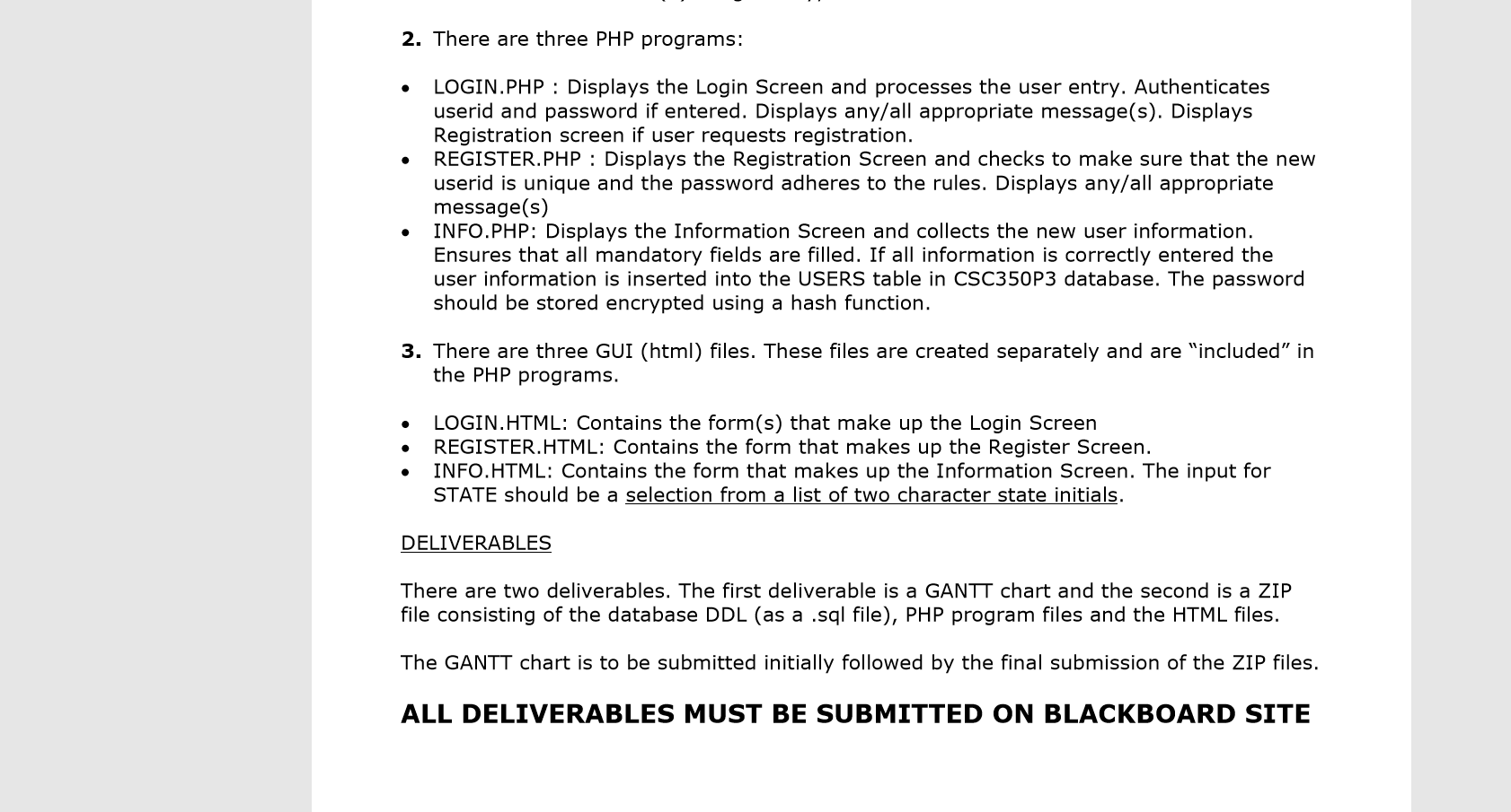 Solved CSC 350 Kok Project 3 - LOGIN/REGISTRATION SYSTEM | Chegg.com