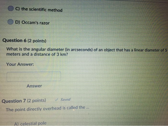 Solved: C) The Scientific Method D) Occam's Razor Question... | Chegg.com