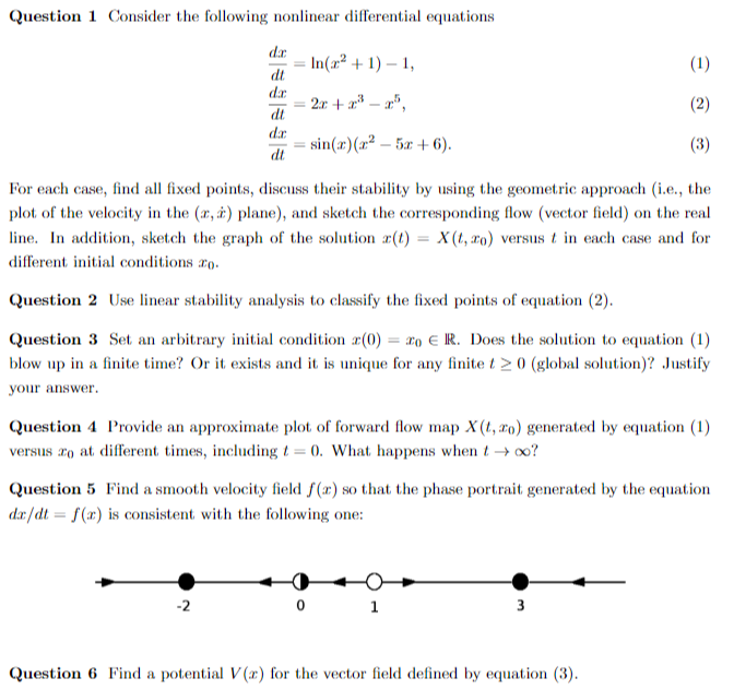 Question 1 Consider the following nonlinear | Chegg.com