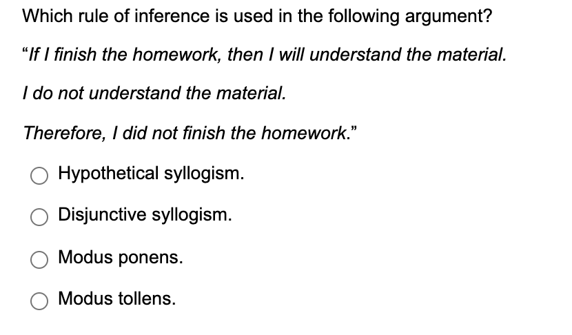 Solved Which rule of inference is used in the following | Chegg.com