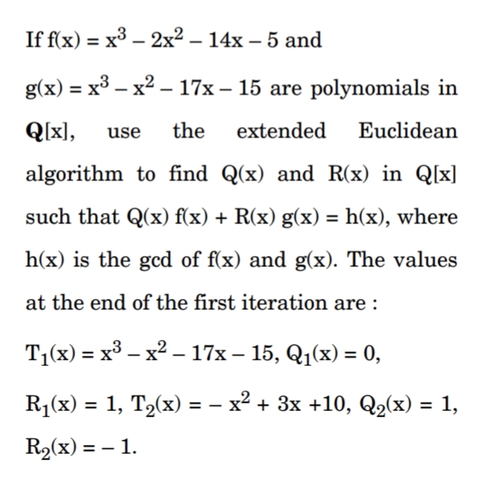 Solved g(x)=x^(3)-x^(2)-17 x-15 are polynomials in Q[x], use | Chegg.com