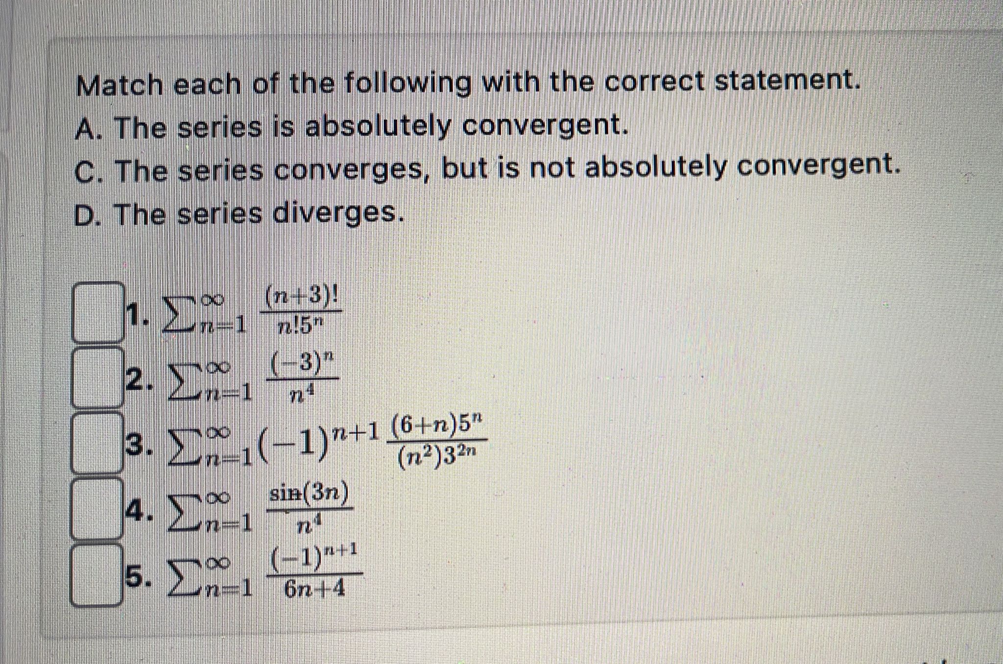 Solved Match each of the following with the correct | Chegg.com