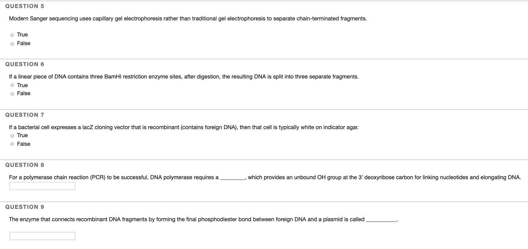 Solved QUESTION 5 Modern Sanger sequencing uses capillary | Chegg.com