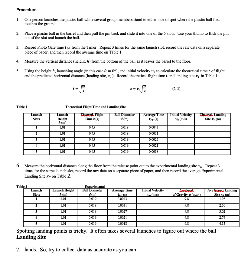 Solved How do I find the Initial Velocity and Theoreti | Chegg.com