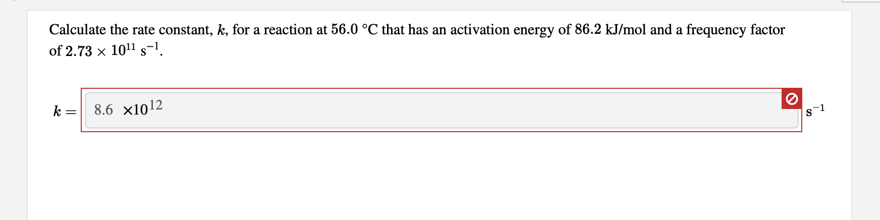 Solved Calculate the rate constant, k, for a reaction at | Chegg.com
