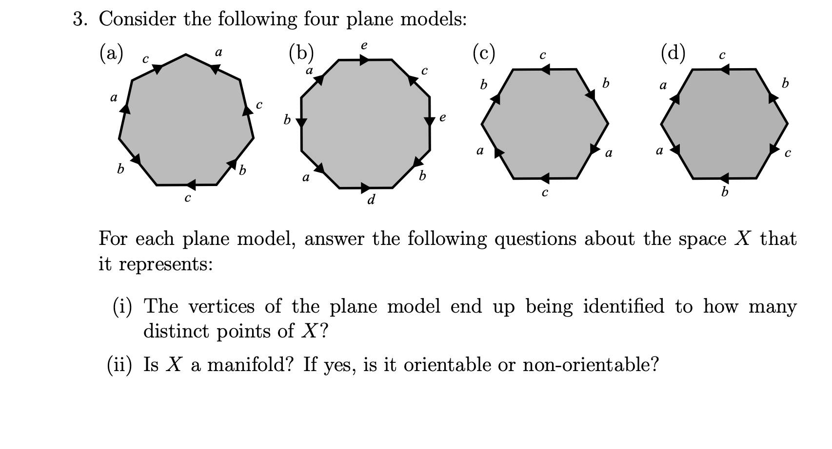 3. Consider the following four plane models: For each | Chegg.com
