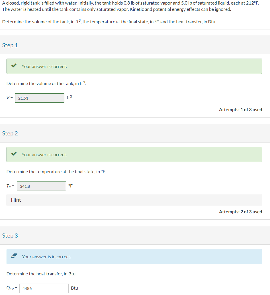 Solved A closed, rigid tank is filled with water. Initially, | Chegg.com