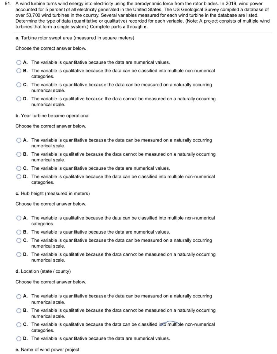 Solved 1. A wind turbine turns wind energy into electricity | Chegg.com