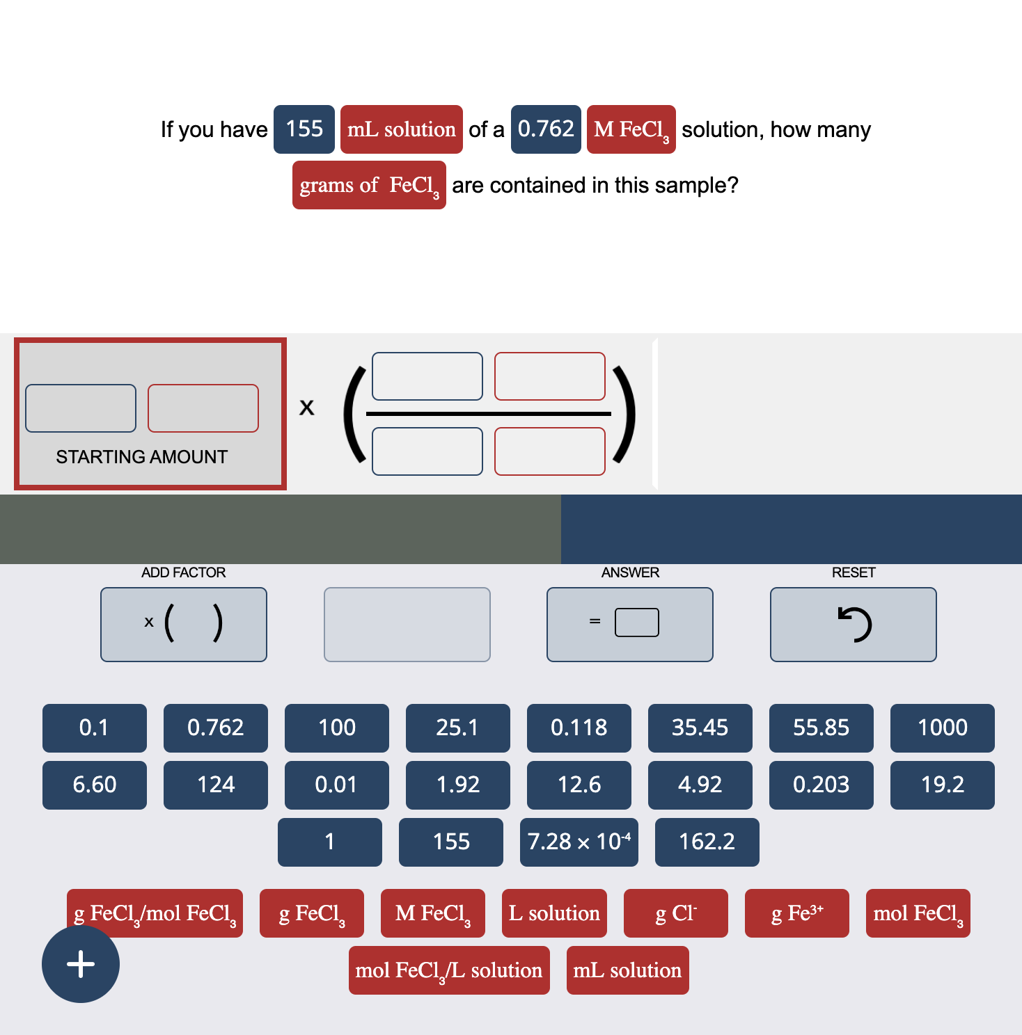 Solved If you have 155 Ml solution of 0.762 MFeCl3 solution, | Chegg.com
