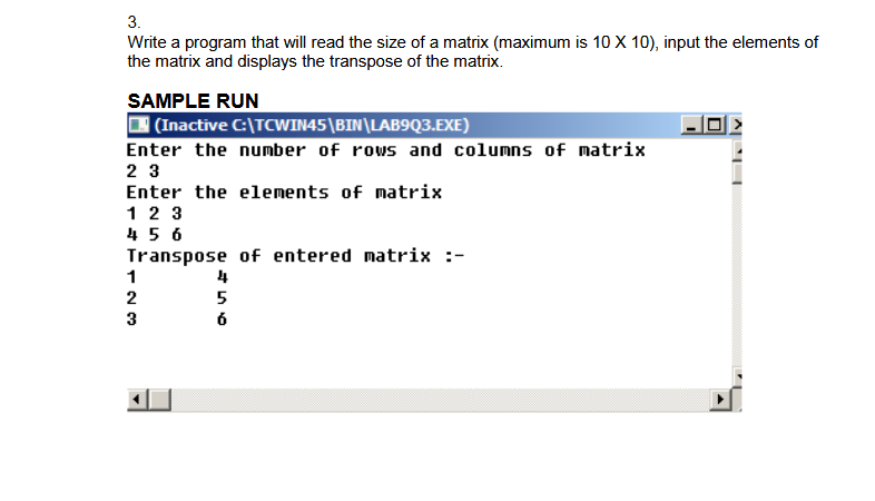 Solved 3. Write a program that will read the size of a | Chegg.com