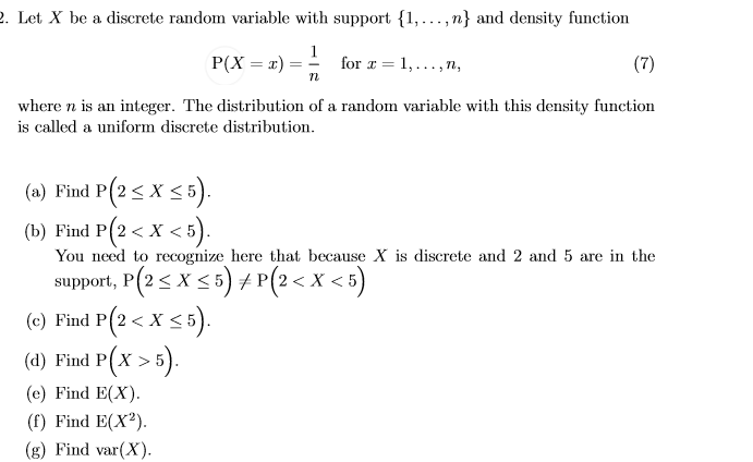Solved Given X as a discrete random variable with a uniform | Chegg.com