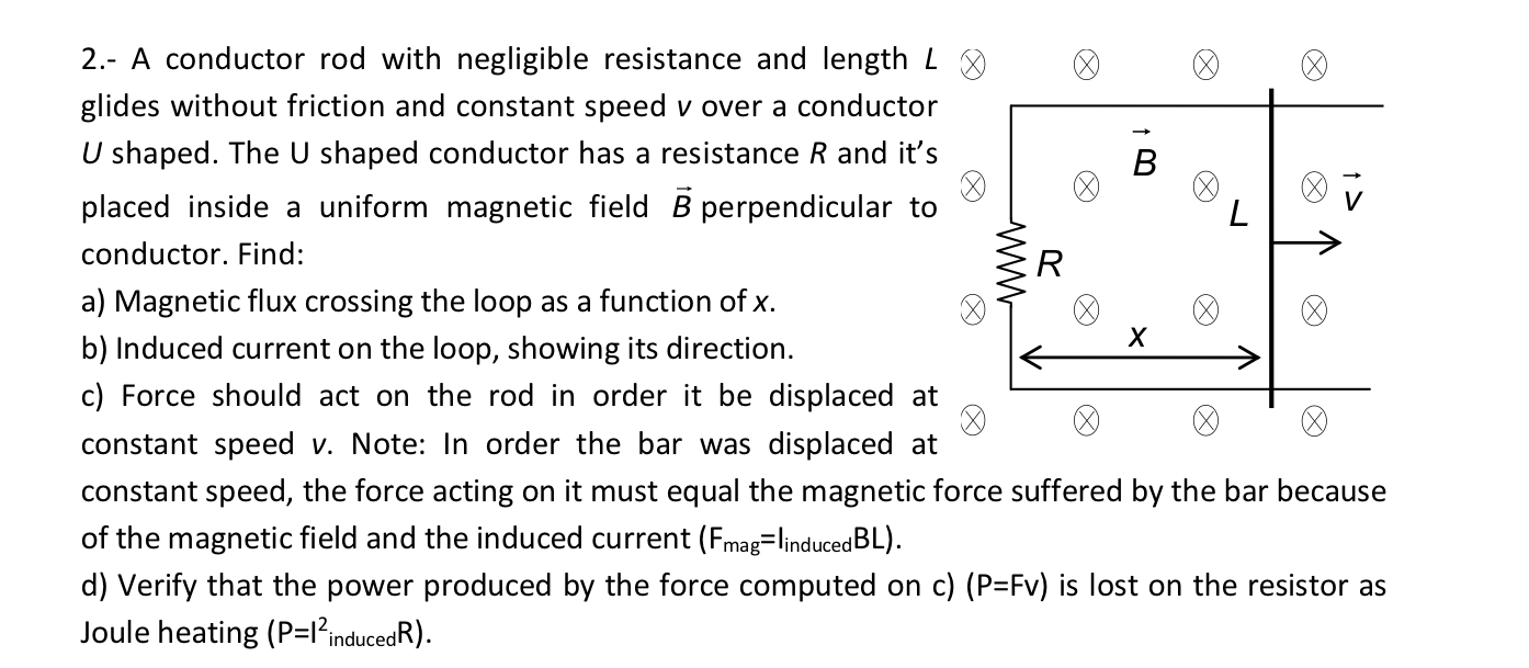 Solved . ER 2.- A conductor rod with negligible resistance | Chegg.com