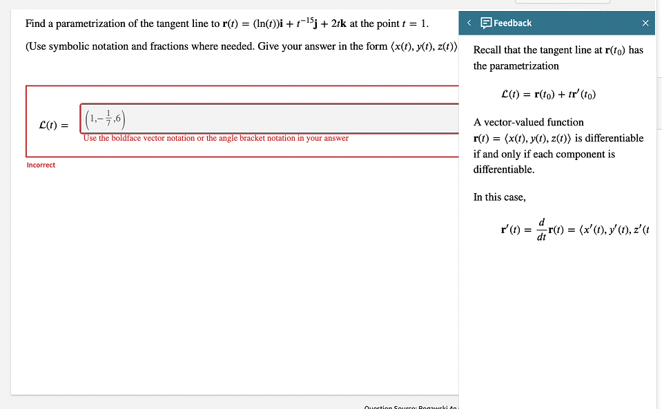 Solved Find a parametrization of the tangent line to | Chegg.com