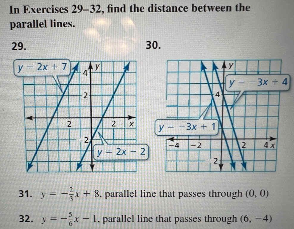 Solved In Exercises 29-32, find the distance between the | Chegg.com