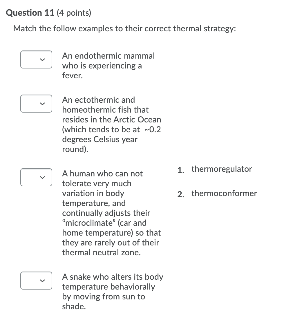 Solved Question 11 (4 points) Match the follow examples to | Chegg.com