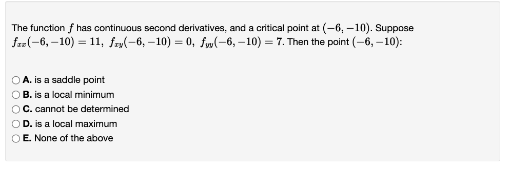 Solved The Function F Has Continuous Second Derivatives And